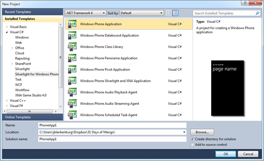 31 Days of Windows Phone | Day #1: Project Template – JEFF BLANKENBURG